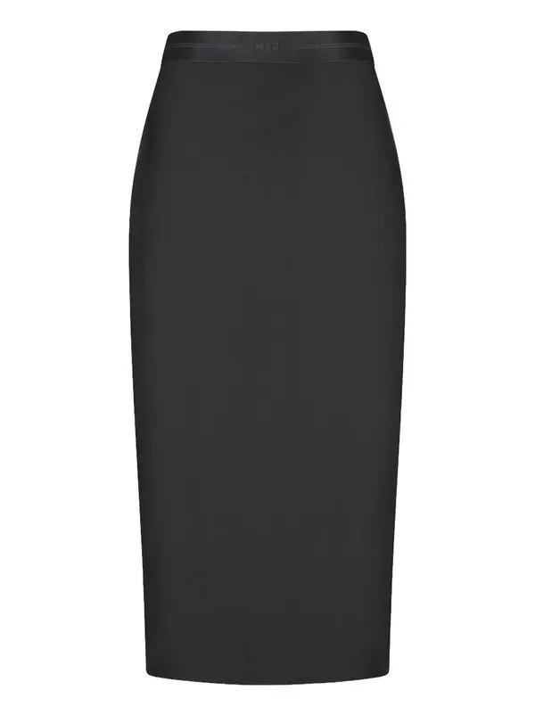 MSGM Pencil Skirt In Wool Fresco - Black
