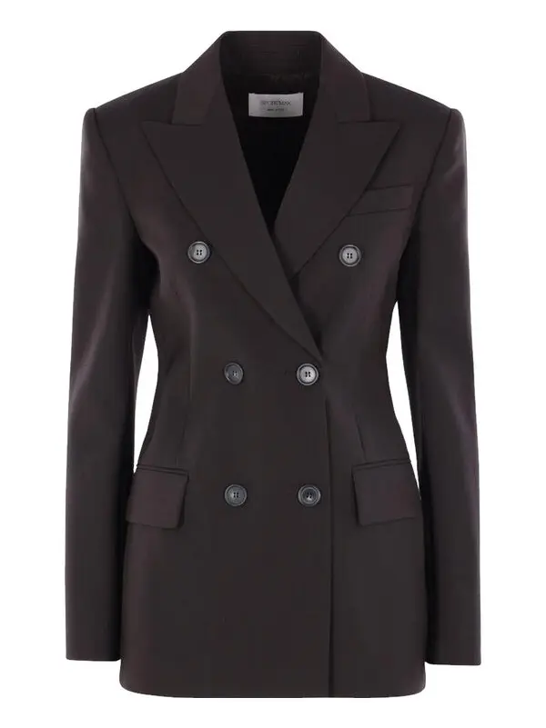 Sportmax Wool Double-breasted Jacket - Brown