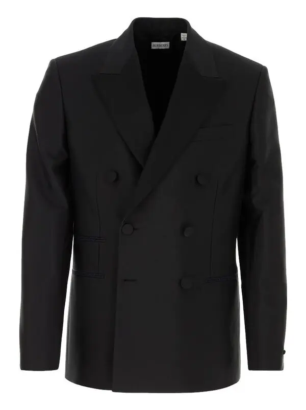Burberry Wool-silk Blend Blazer - Black