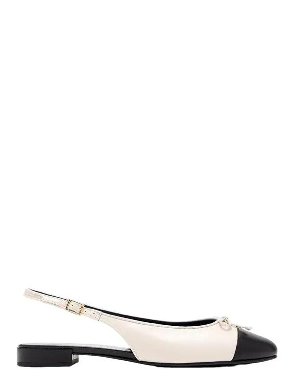Tory Burch Cap-toe Slingback Ballerinas - Lt Crm Prf Blk