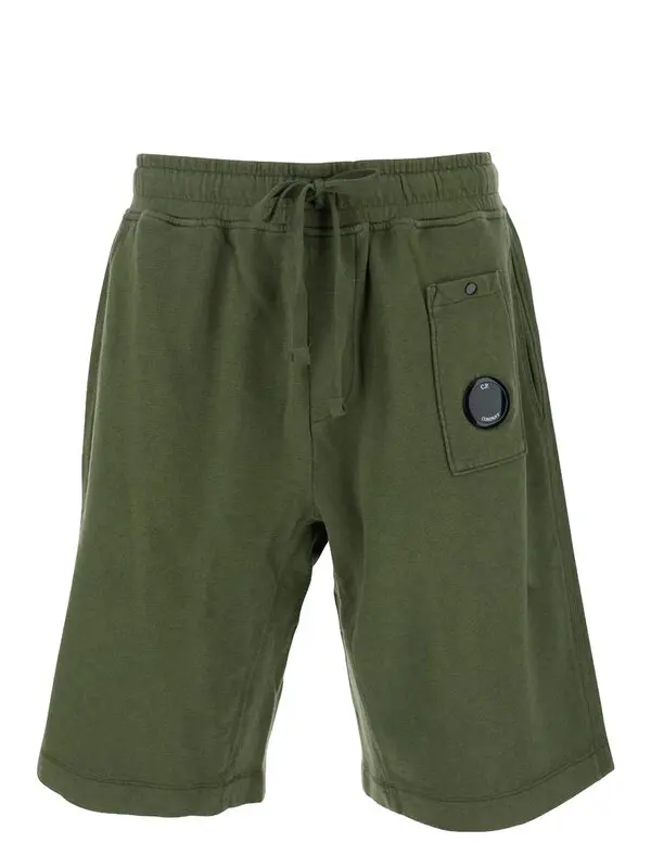 C.P. COMPANY Cotton Shorts With Logo Plaque - Green