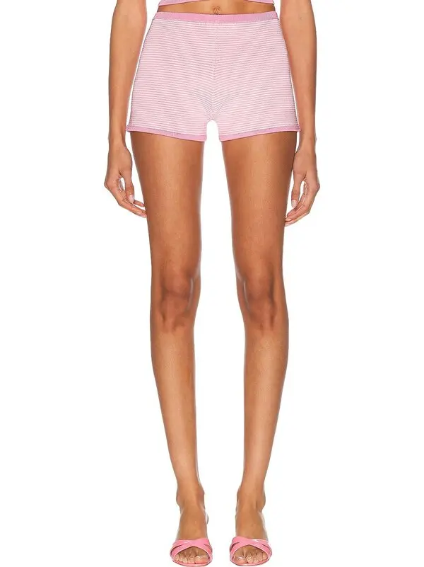 Calle Del Mar Micro Stripe Lycra Mini Short - Guava Stripe