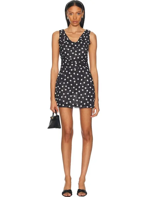 Lpa Claire Mini Dress - Black And Cream Dot