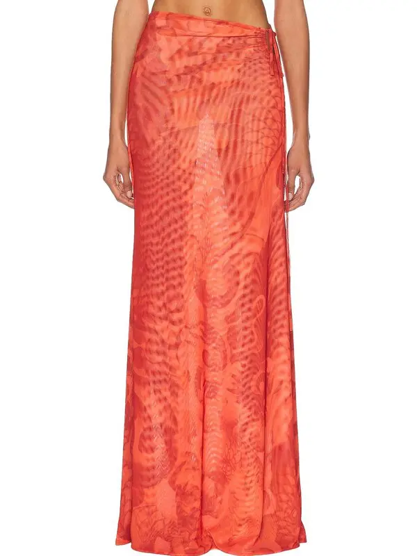 JADE CROPPER Reversible Maxi Skirt - Red Snake Print