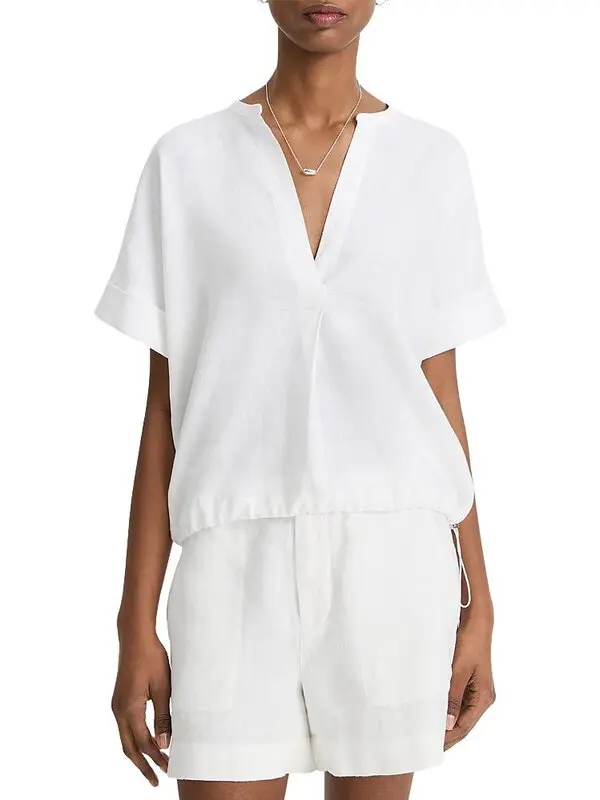 Vince Dolman Sleeve Linen Top - Optic White