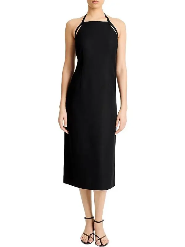 Vince Apron Halter Midi Dress - Black