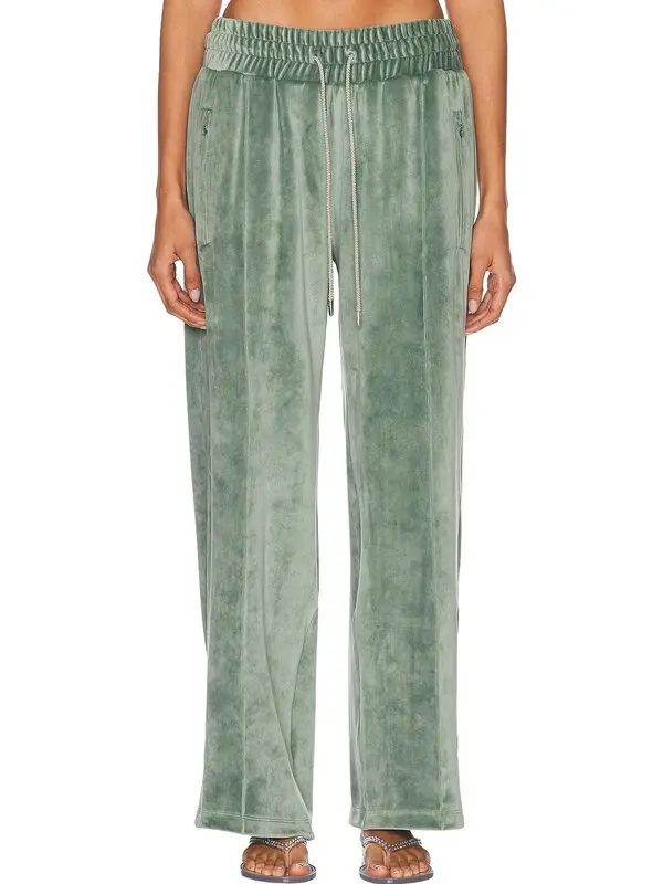 PRISCAVERA Velour Track Pant - Dark Jade