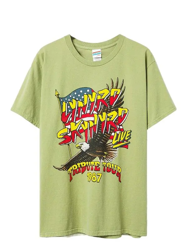 Junk Food Clothing Lynyrd Skynyrd Tribute Tour 1987 Flea Market Tee - Sage