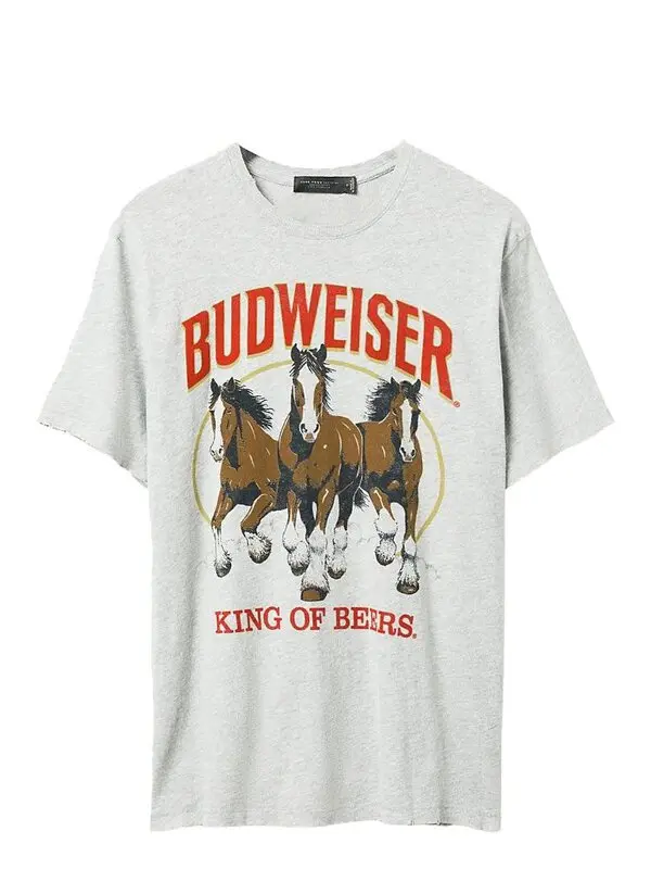 Junk Food Clothing Budweiser Clydesdale Trio Vintage Tee - Heather Grey