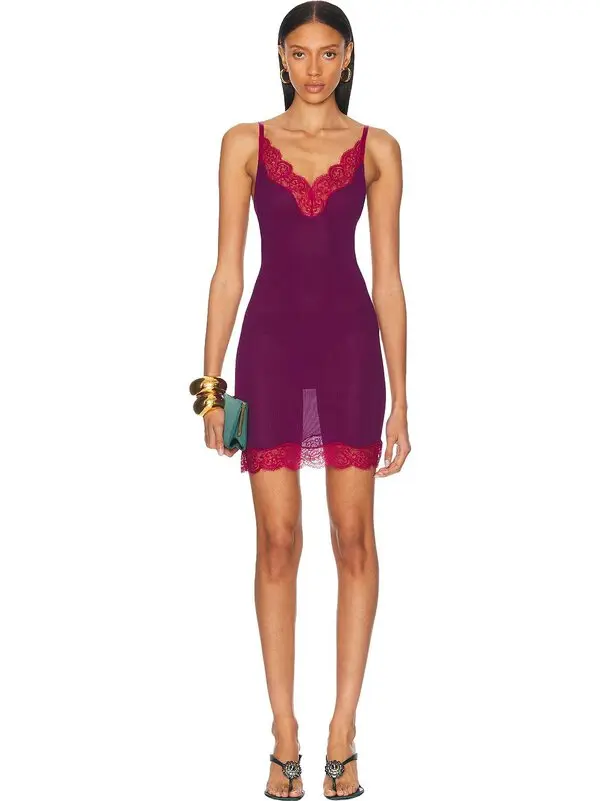 Saint Laurent Lace Mini Dress - Aubergine & Fuchsia