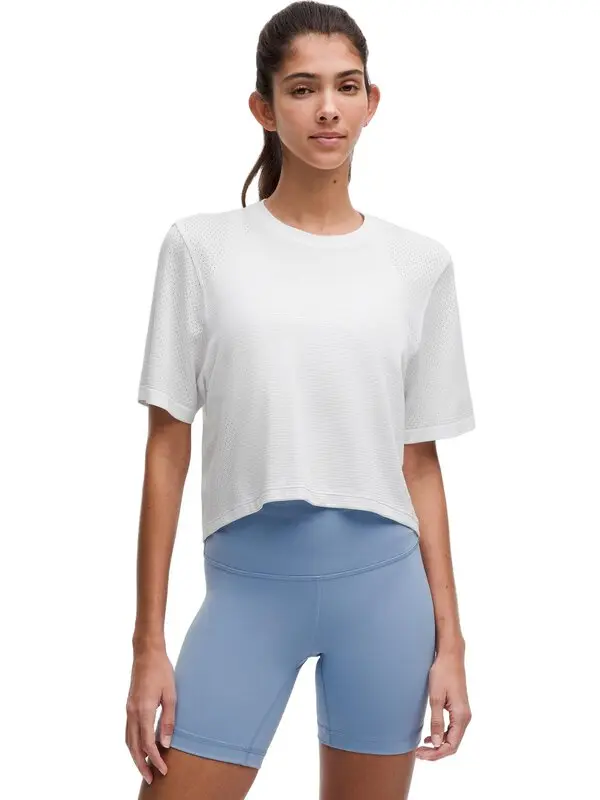Lululemon Swiftly High-low Cropped Short-sleeve Shirt - White/white