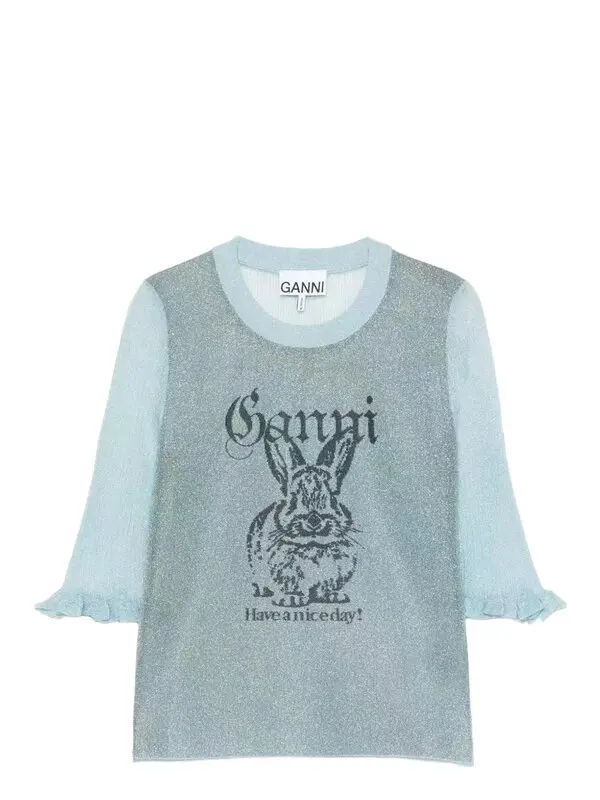 GANNI Bunny Detail Top - Blue