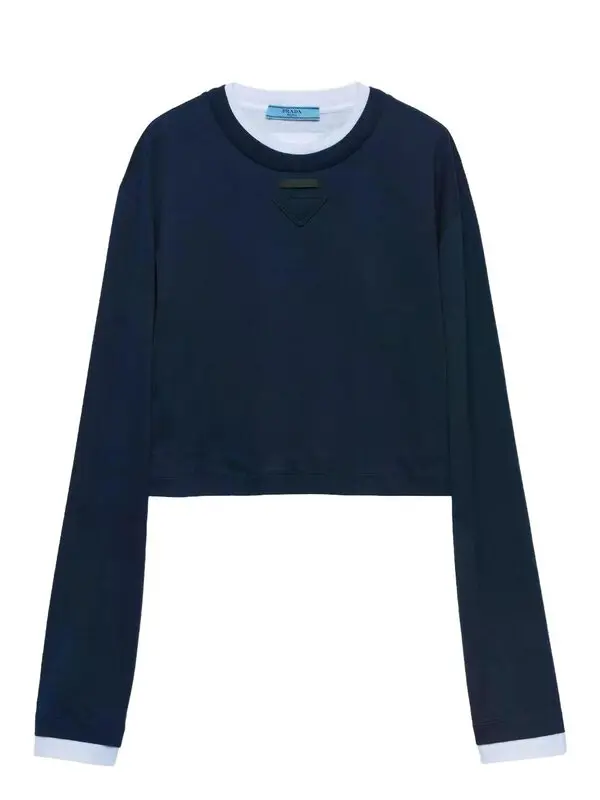 Prada Long-sleeve Crew-neck T-shirt - Blue