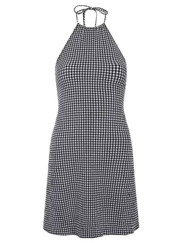 Hunza G Gingham Halterneck Mini Dress - Black