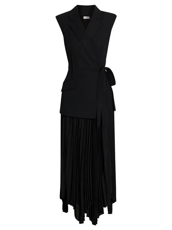 Simkhai Helena Pleated Maxi Wrap Dress - Black