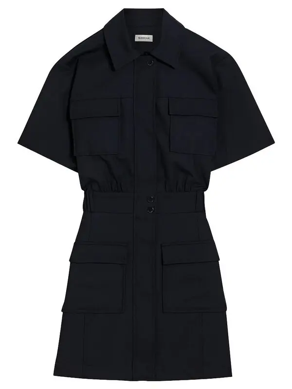 Simkhai Crissy Wool-blend Twill Mini Shirt Dress - Midnight Blue
