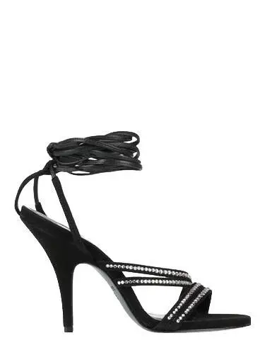 Patrizia Pepe Leather Sandals With Ankle Ties - Black