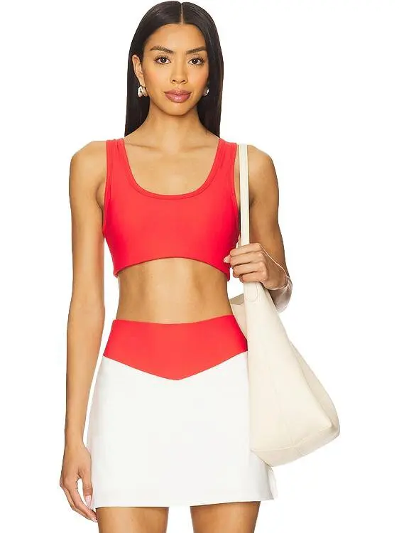 The Upside Pacific Harley Scoop Neck Sports Bra In Red - Roja