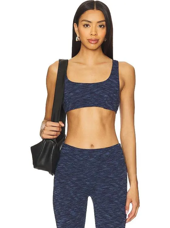 The Upside Mystere Reversible Sports Bra In Navy - Denim Marle