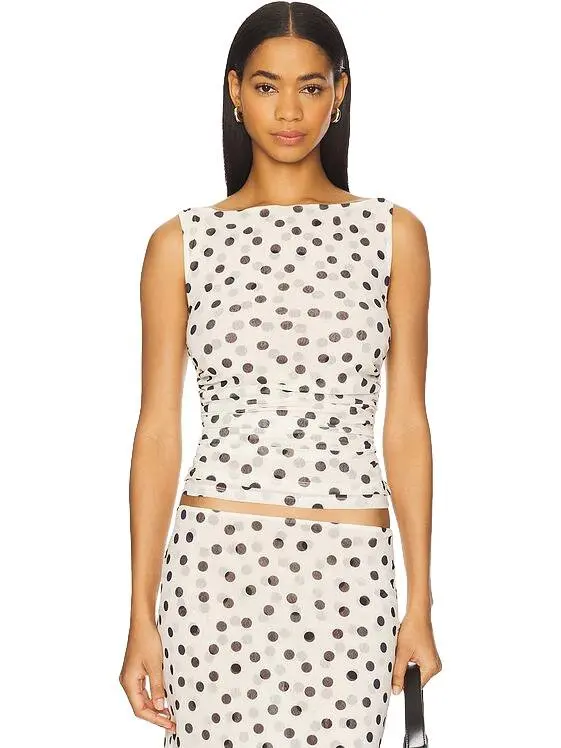 Lpa Carla Top - Cream And Black Dot