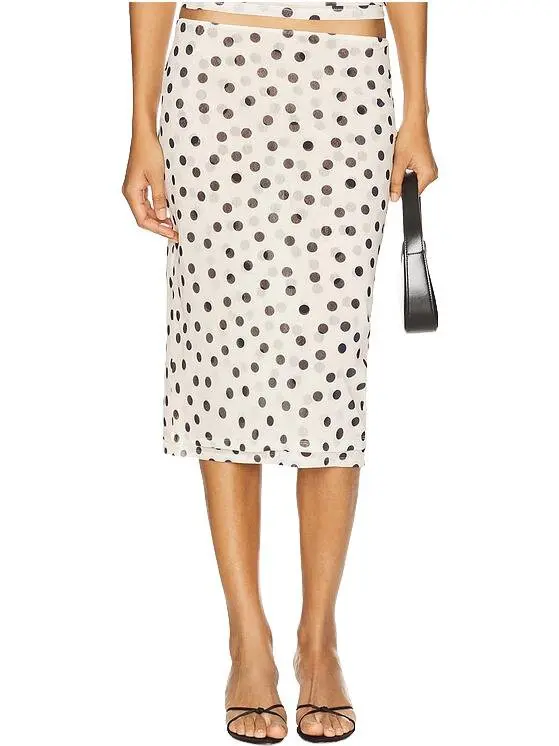 Lpa Carla Skirt - Cream And Black Dot