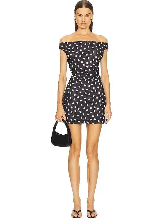 Lpa Claire Mini Dress - Black And Cream Dot
