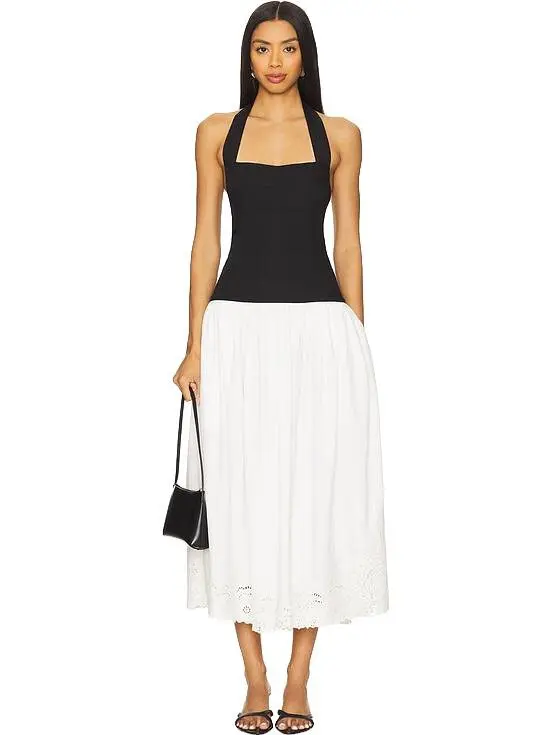 Lpa Clara Midi Dress - Black & Ivory