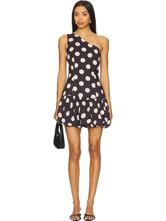 SNDYS X Briella One Shoulder Mini Dress - Polka Dot