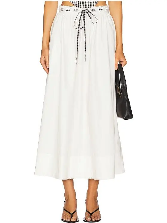 For Love & Lemons Georgia Poplin Midi Skirt - Cream