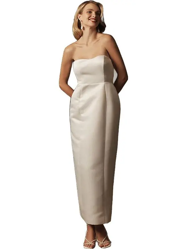 Bhldn Strapless Exaggerated Hip Midi Dress - White Dahlia