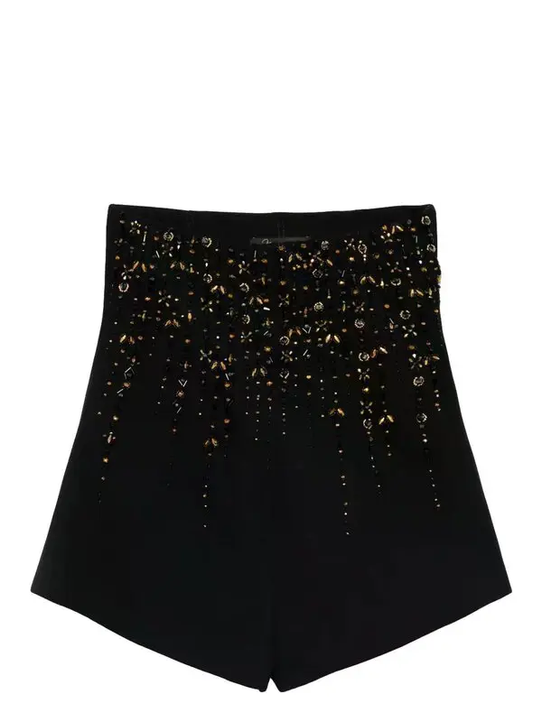 M.MARQUISE High-waisted Embellished Shorts - Black