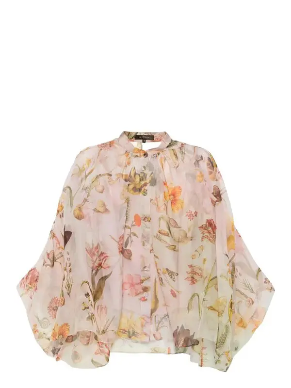 Biyan Gathered Long-sleeved Blouse - Pink