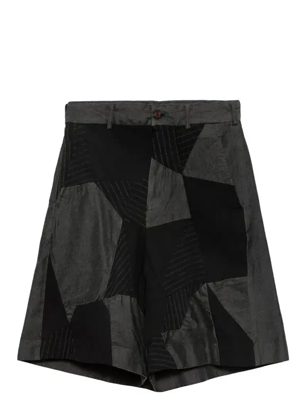BLACK COMME DES GARÇONS Gabardine Patchwork Shorts - Black