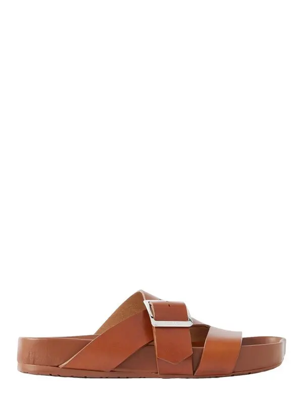 Loewe Paula's Ibiza Ease Buckled Leather Slides - Brown