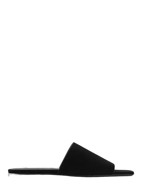 TOTEME Velour Leather Bandeau Slides - Black
