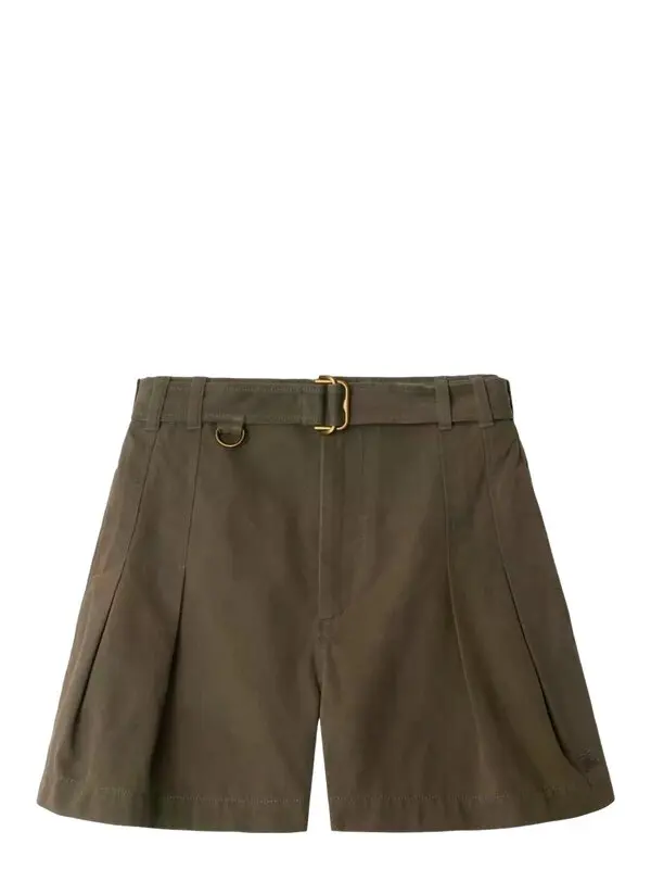 Burberry Belted Gabardine Shorts - Green