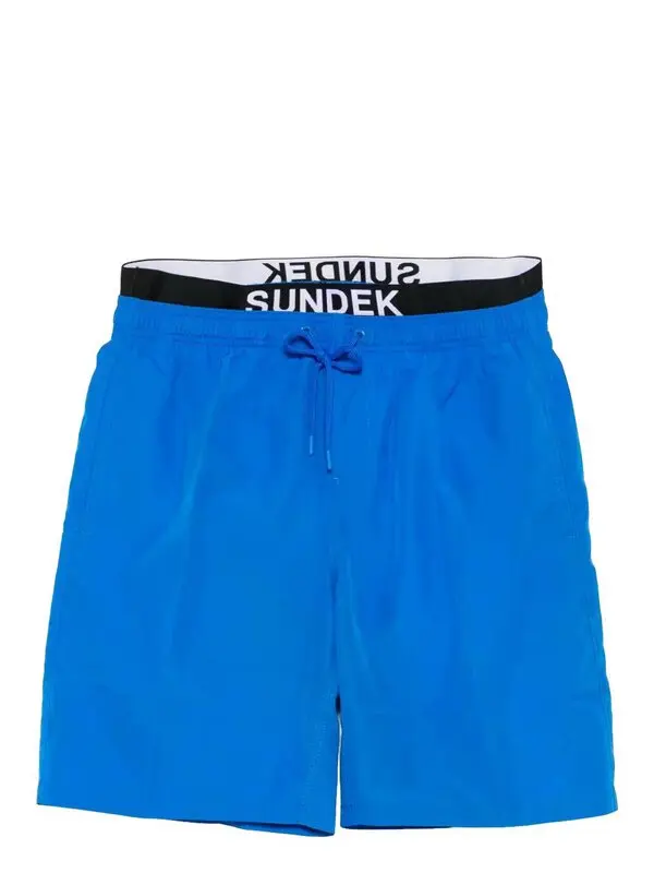 Sundek Logo-waistband Swim Shorts - Blue