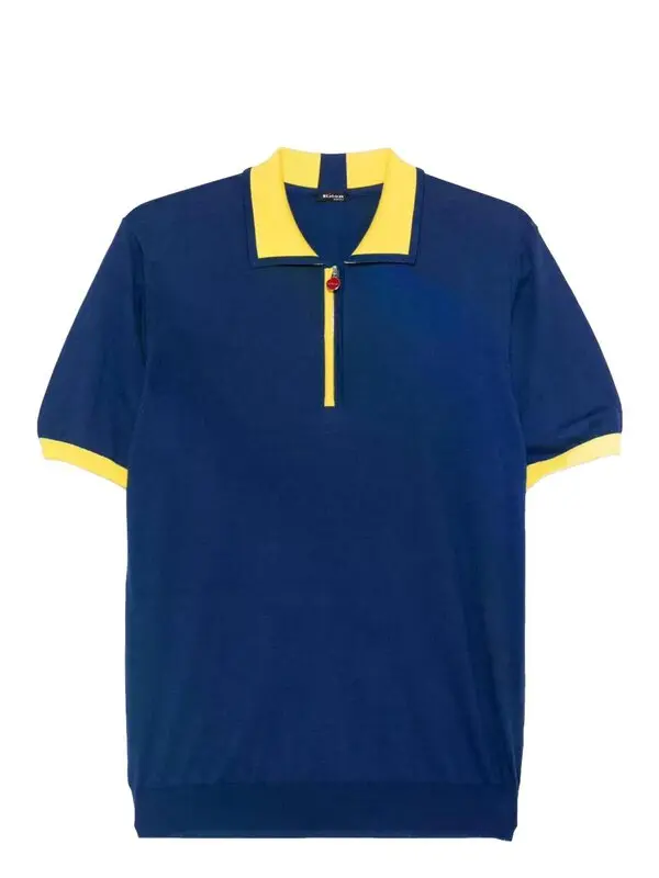 Kiton Contrasting-trim Polo Shirt - Blue