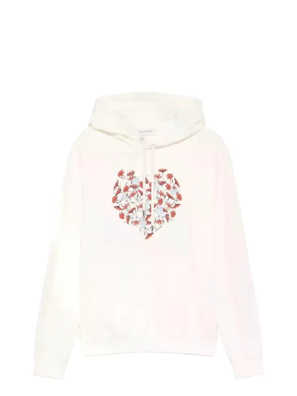LANVIN Floral-print Hoodie - Neutrals
