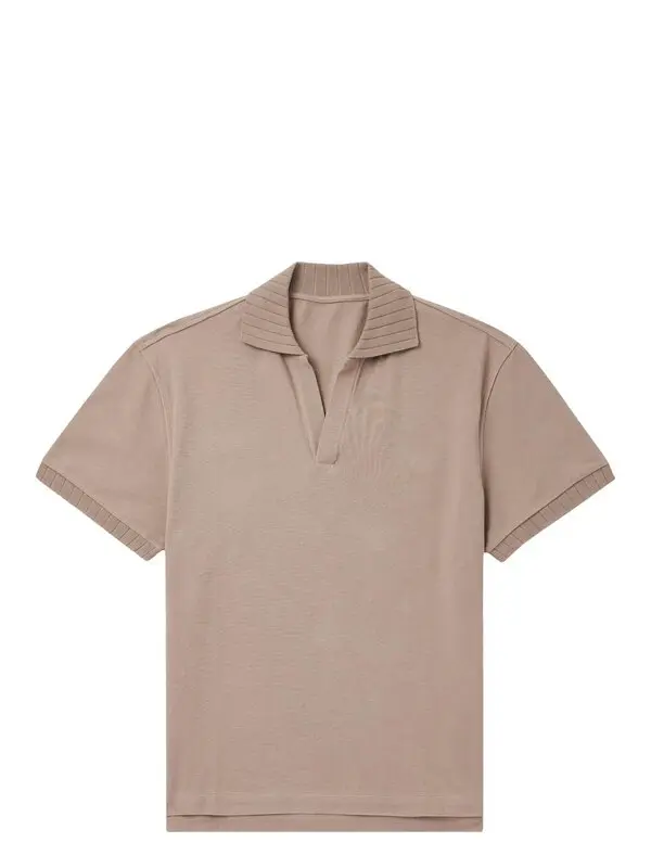 STOFFA Cotton-piqué Polo Shirt - Brown
