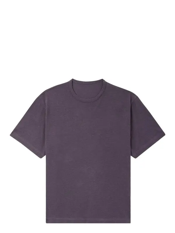 STOFFA Cotton And Silk-blend Piqué T-shirt - Purple