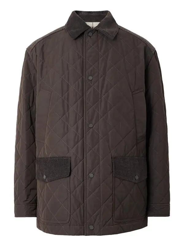Purdey Winchester Corduroy Trimmed Quilted Jacket - Brown