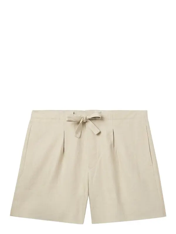 STOFFA Straight-leg Linen Short - Neutrals