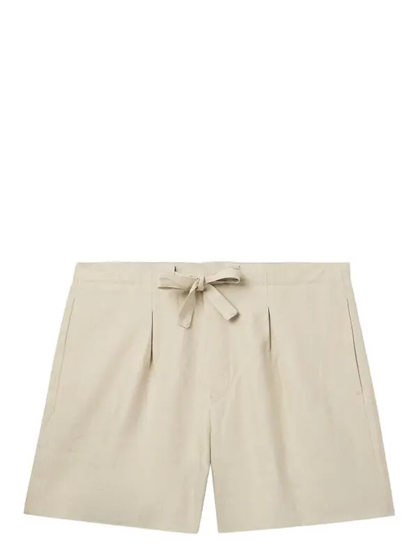 STOFFA Straight-leg Linen Short - Neutrals