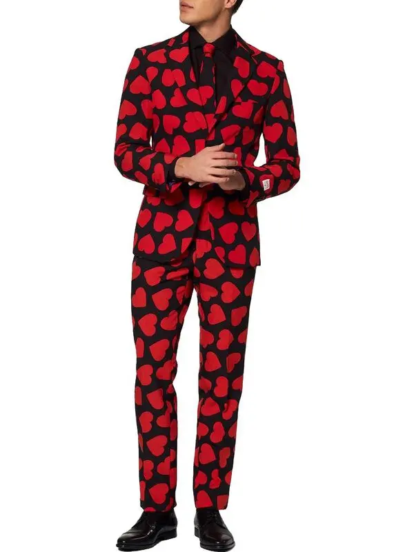 Opposuits King Of Hearts Slim Fit Two-piece Suit & Tie Set - Red