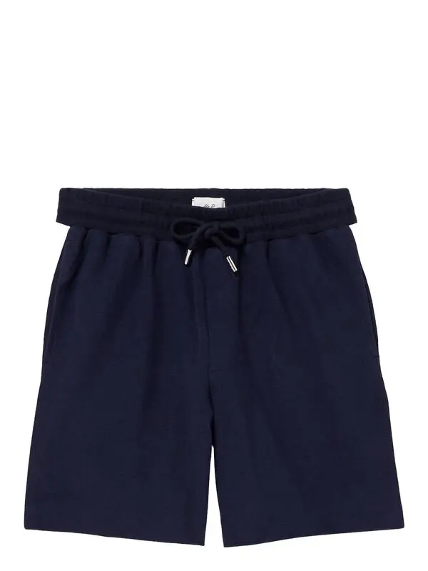Mr P. Striped Cotton-jersey Drawstring Shorts - Blue