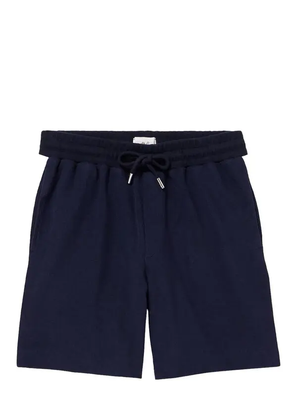 Mr P. Striped Cotton-jersey Drawstring Shorts - Blue