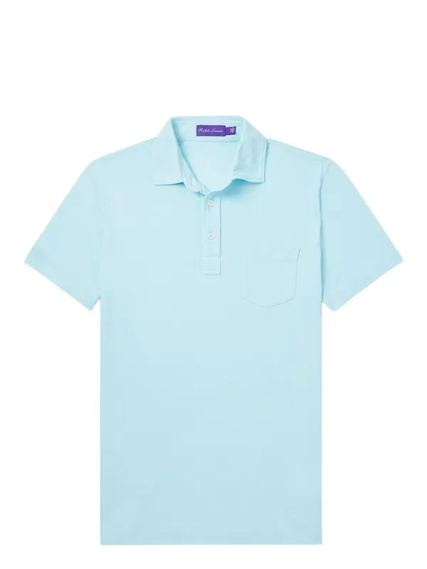 Ralph Lauren Purple Label Slim-fit Washed Cotton-piqué Polo Shirt - Blue