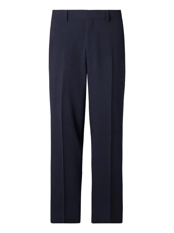 Mr P. Arthur Wide-leg Wool-crepe Trousers - Blue