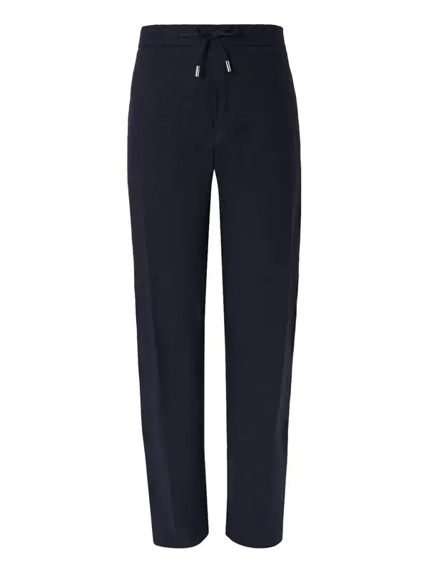Mr P. James Straight-leg Linen Trousers - Blue
